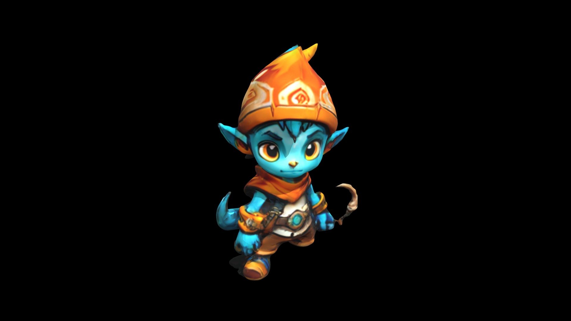 a cartoon drawing of a blue elf holding a hoo - Download Free 3D model ...
