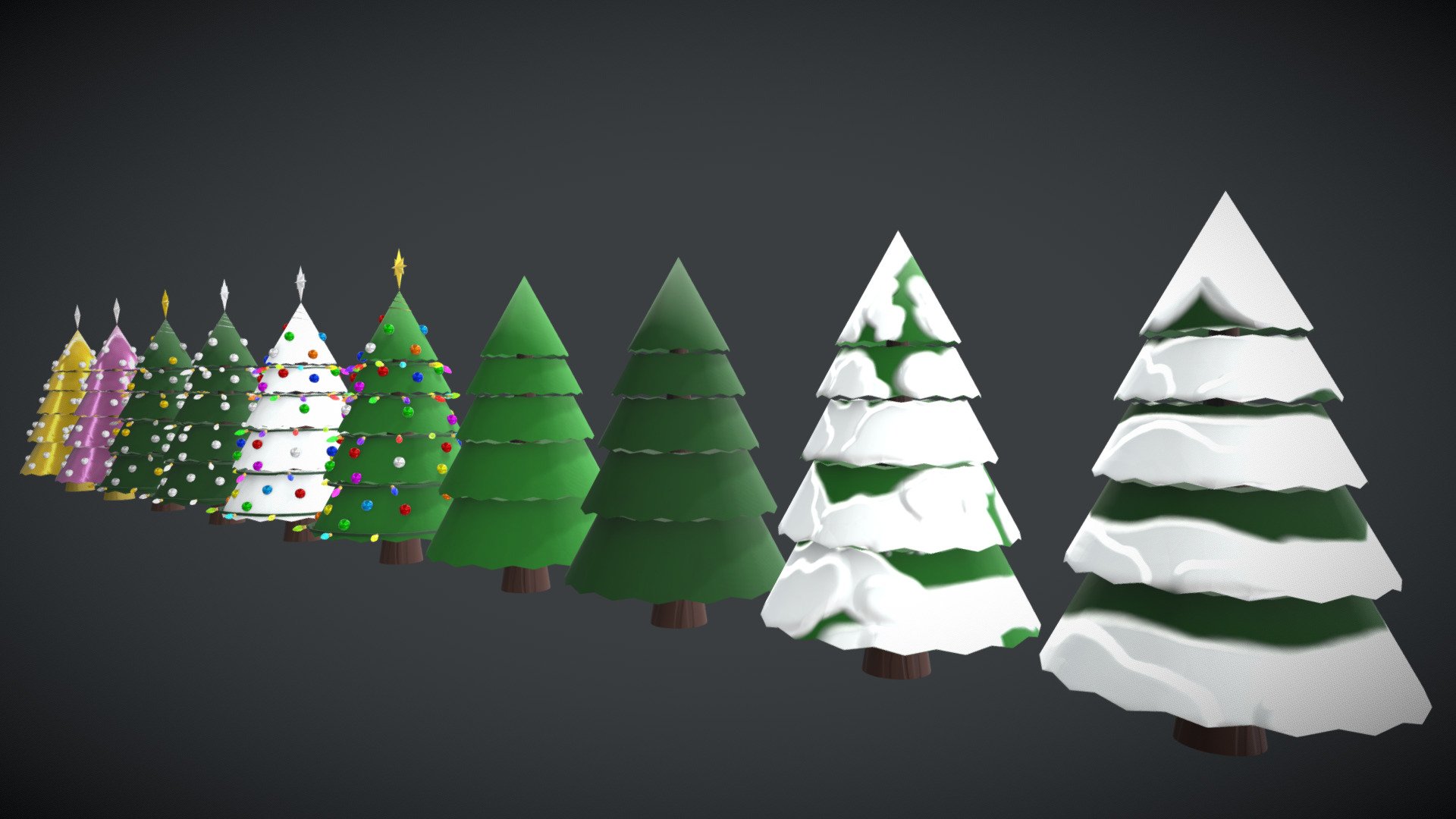 Christmas Tree and Pine Tree Asset Bundle (10) - 3D model by BojackArt ...