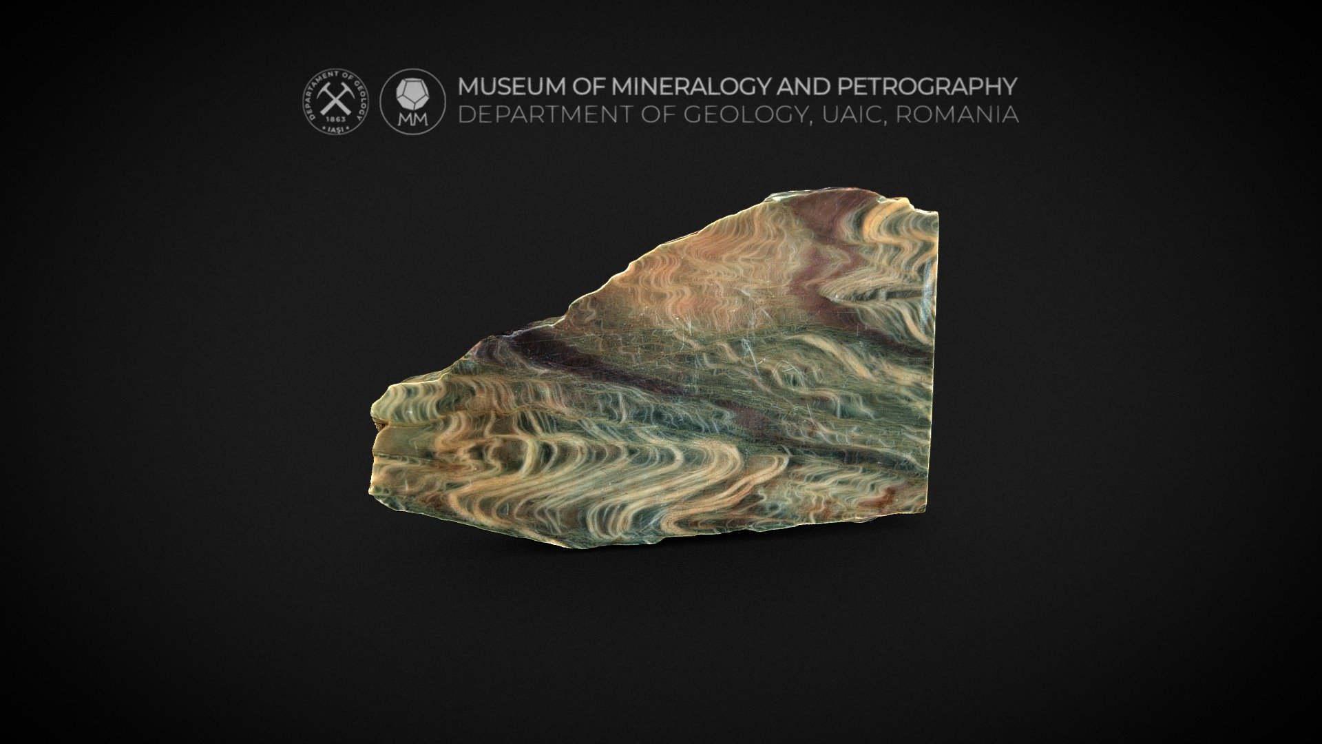 Aesthetic slice of a folded Schist (Greenschist) - 3D model by Museum ...