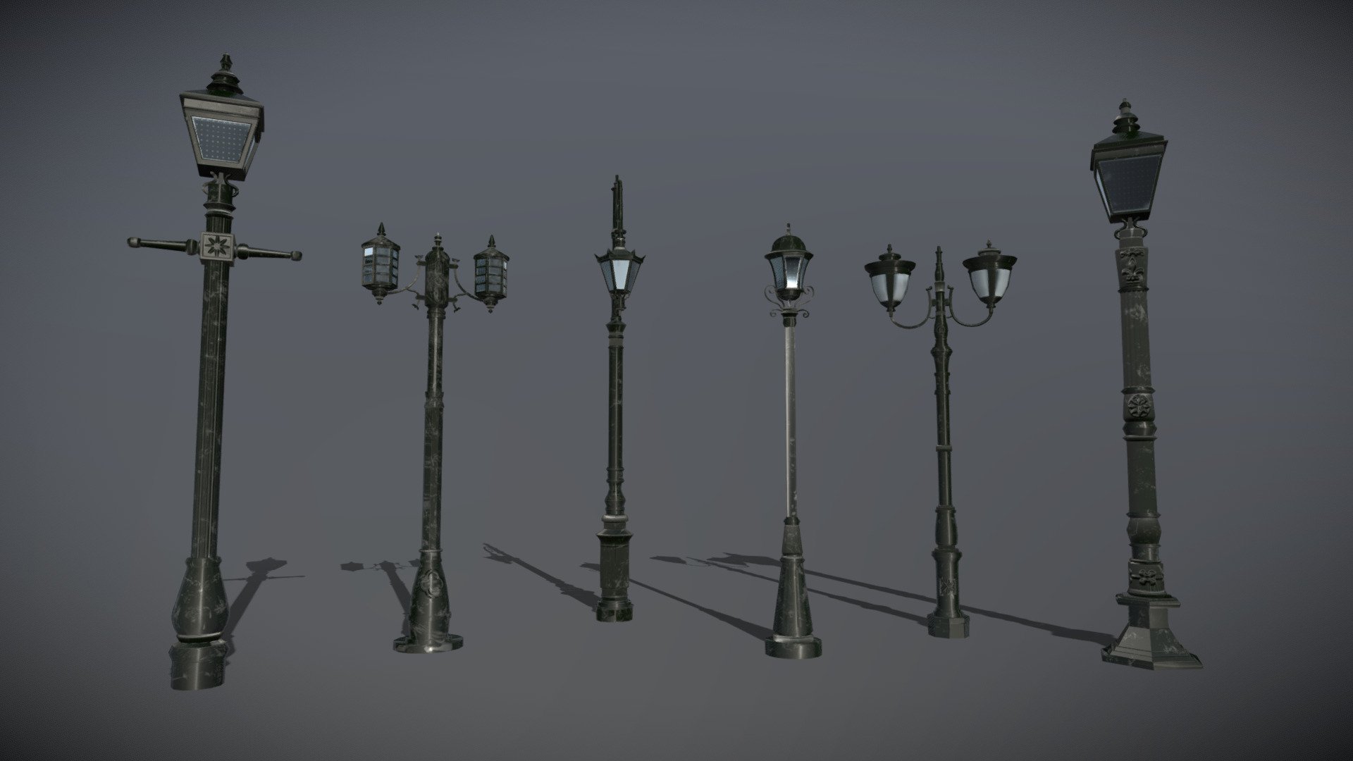 Streetlamp 6Pack Vol 01 - Buy Royalty Free 3D model by WhiteTigerArt [46c627e] - Sketchfab Store