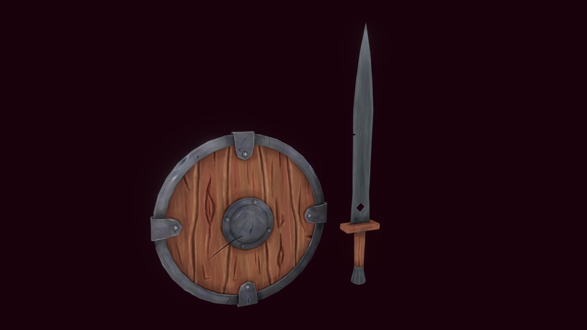 Stylized sword and shield - Download Free 3D model by Avgust9 [46c6891 ...