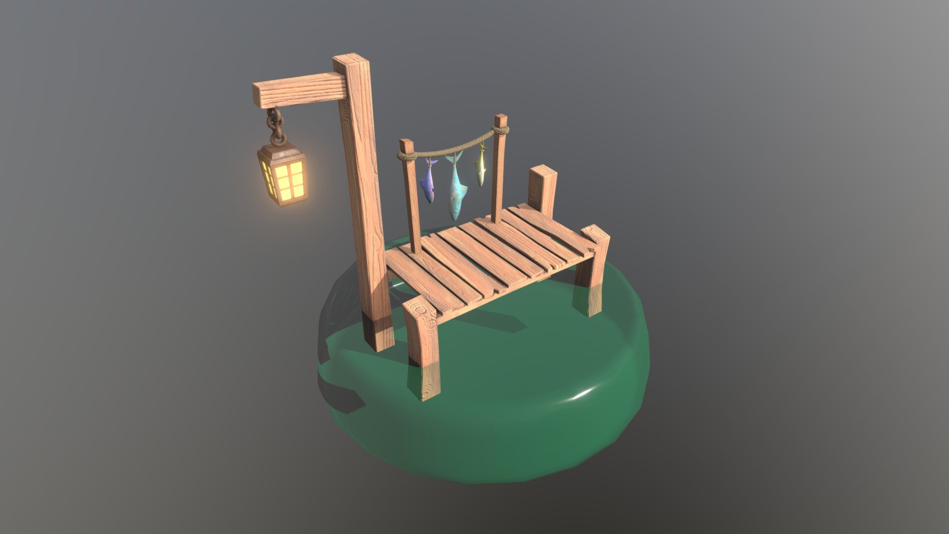 Simple Low-poly Handpainted Fishing Pier - 3D model by Art-Teeves ...