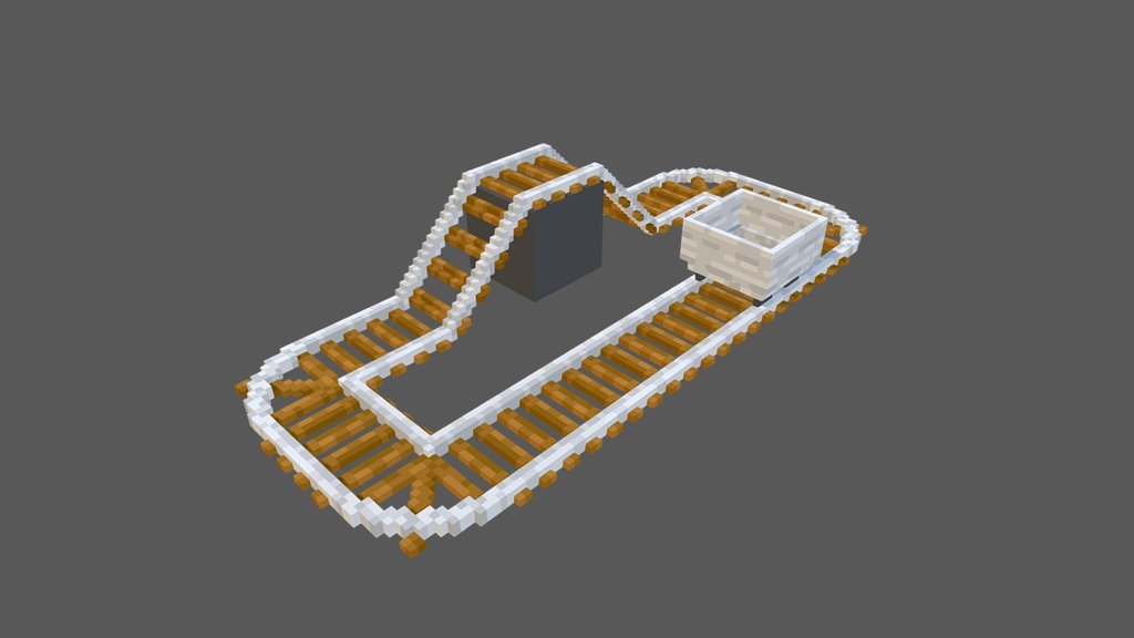 Voxel Minecart on Rails w/ Slope - 3D model by Aaron Wheeler ...