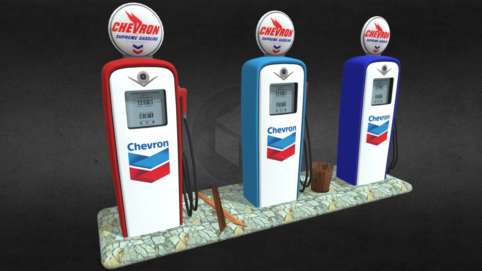 Gas Pump Chevron 3D Model - 3D model by nuralam018 [46cf190] - Sketchfab