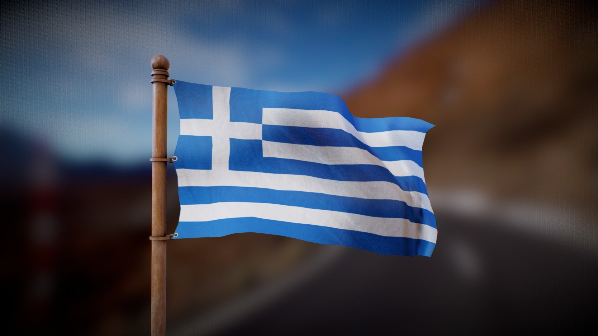 Flag of Greece - Wind Animated Loop - Buy Royalty Free 3D model by ...
