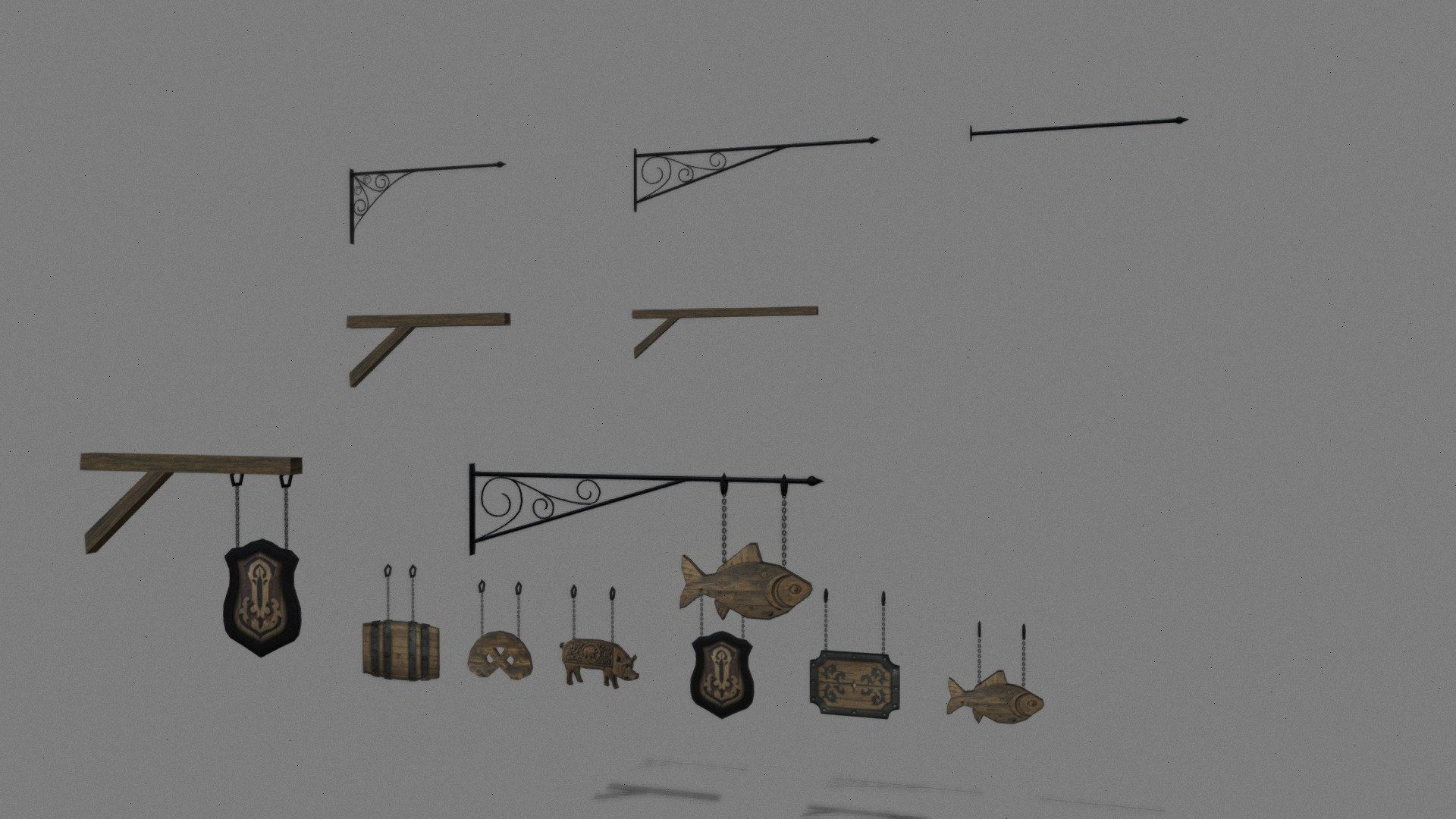 lowpoly animated medieval signs (Blender.file) - Download Free 3D model ...