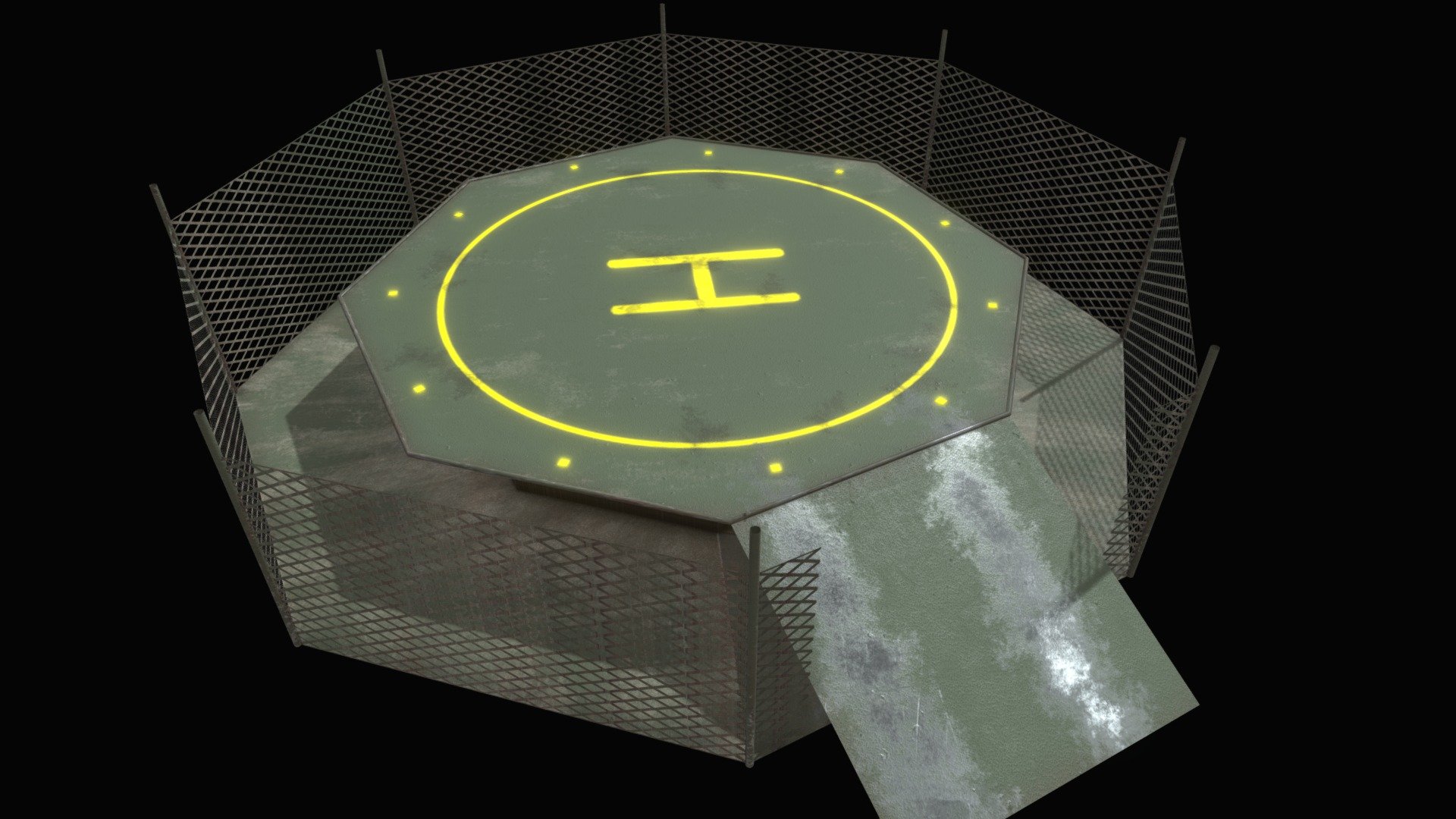 Heliport Helipad air base helicopter - Download Free 3D model by Mehdi ...