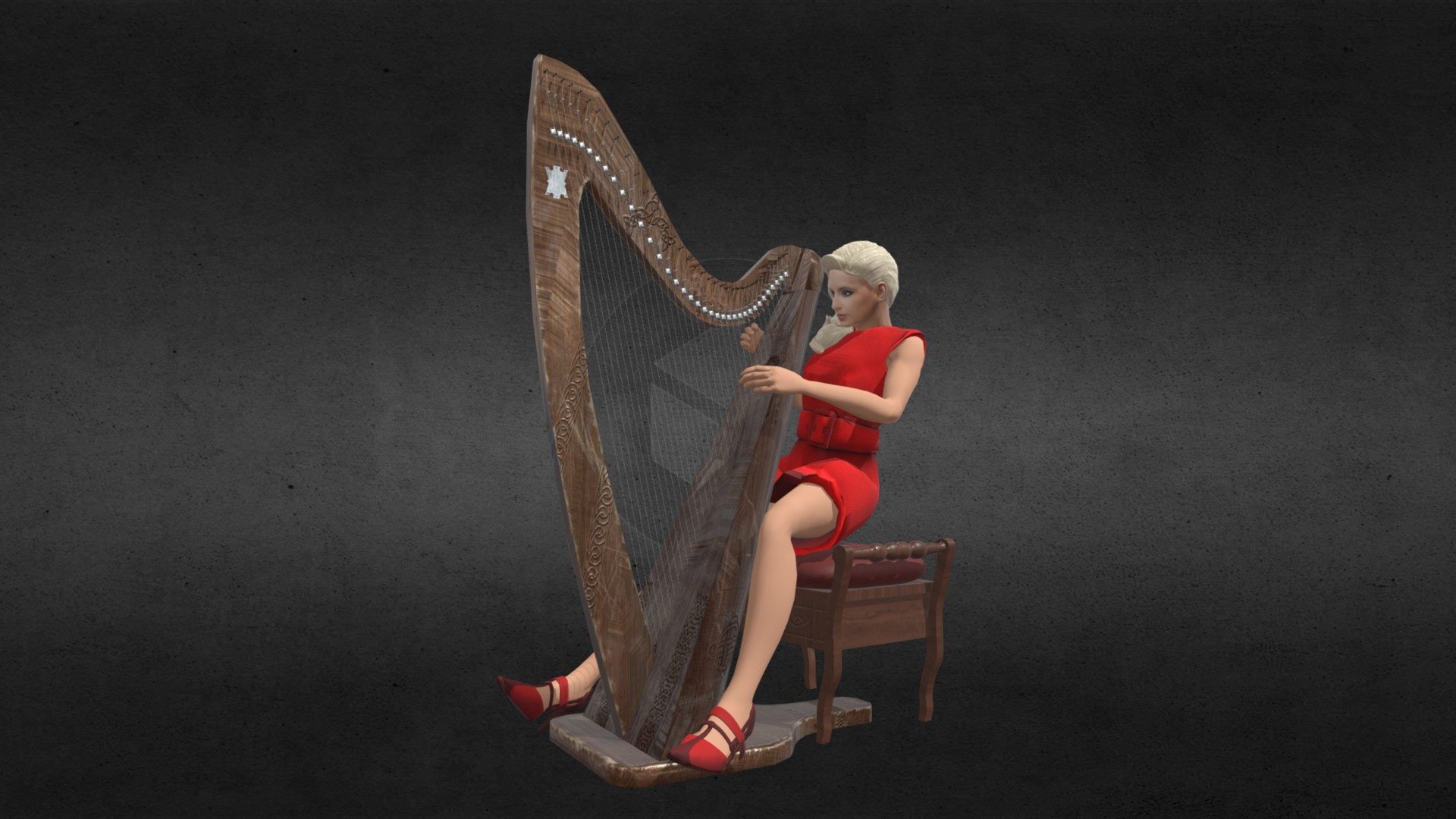 Female Woman Harp Player - 3D model by imanboer [4712832] - Sketchfab