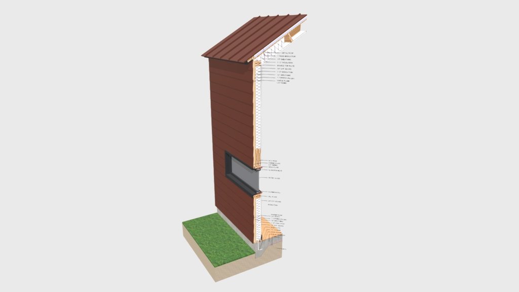 Wall section - 2x4 typical frame with lap siding - 3D model by ...
