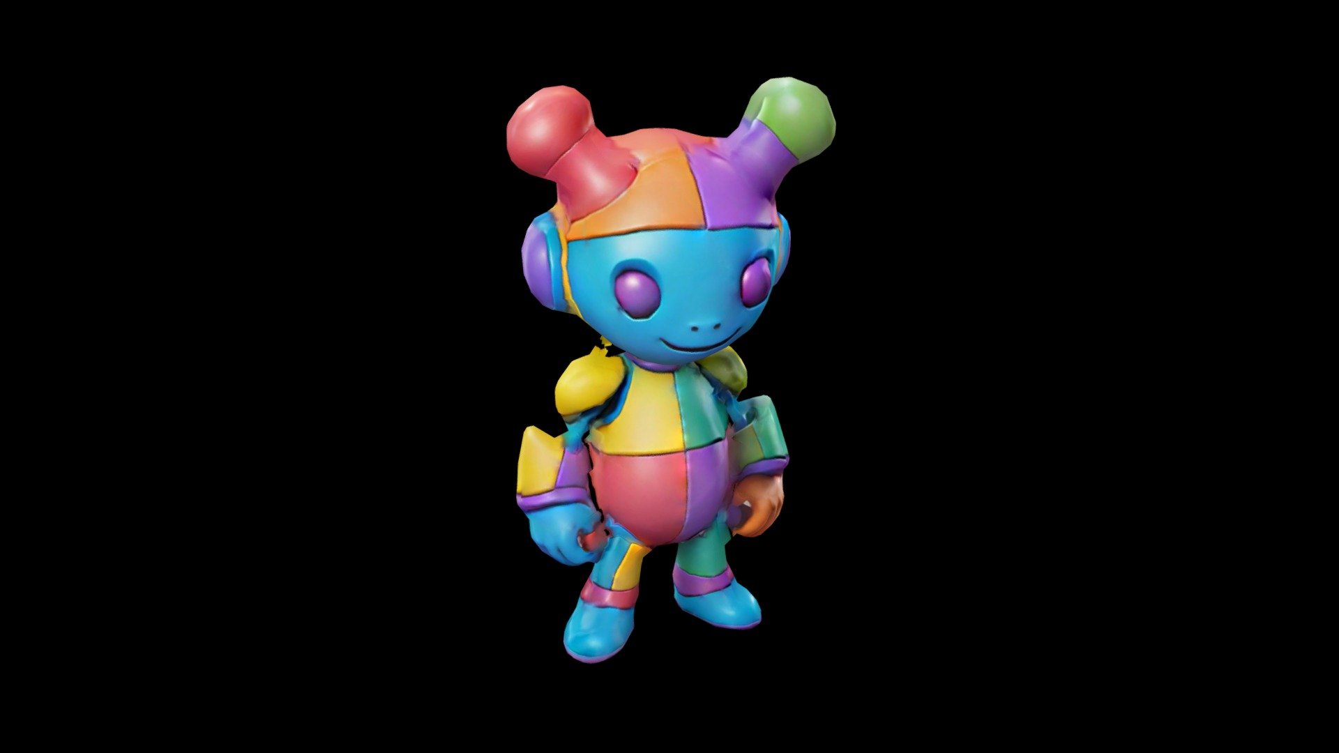 A toy robot with a colorful design, standing in - Download Free 3D ...