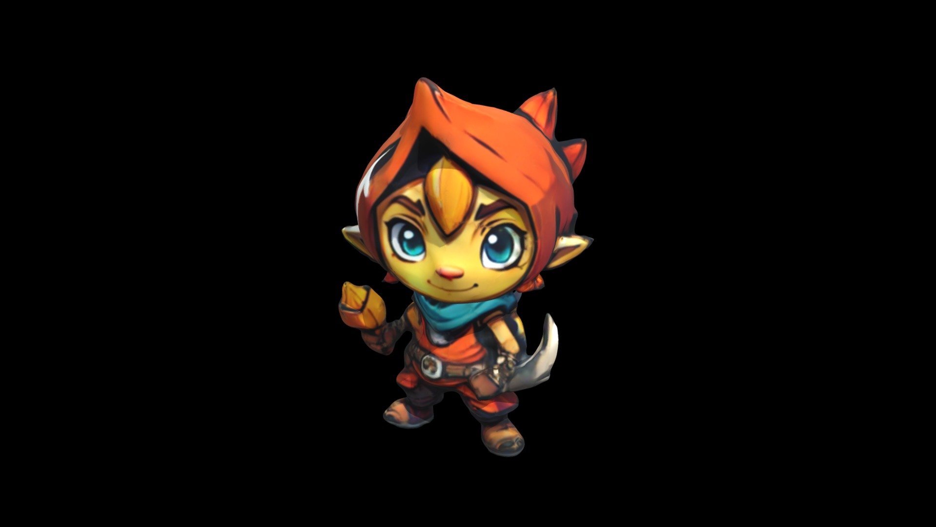 a sticker of a cartoon character with a red h - Download Free 3D model ...