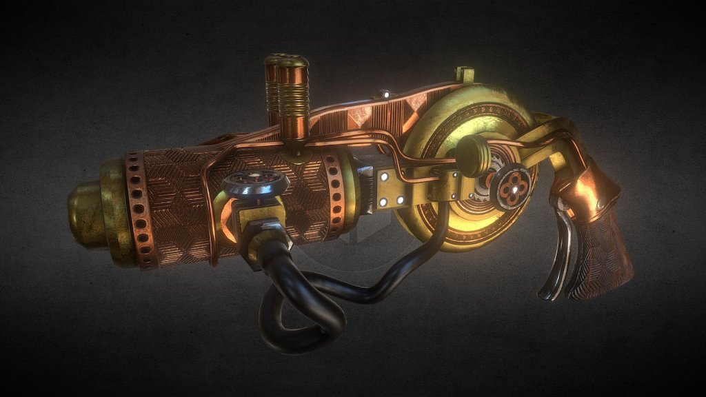 Steampunk Submachine gun - 3D model by Glennosaurus (@ghilby) [473f1d9 ...