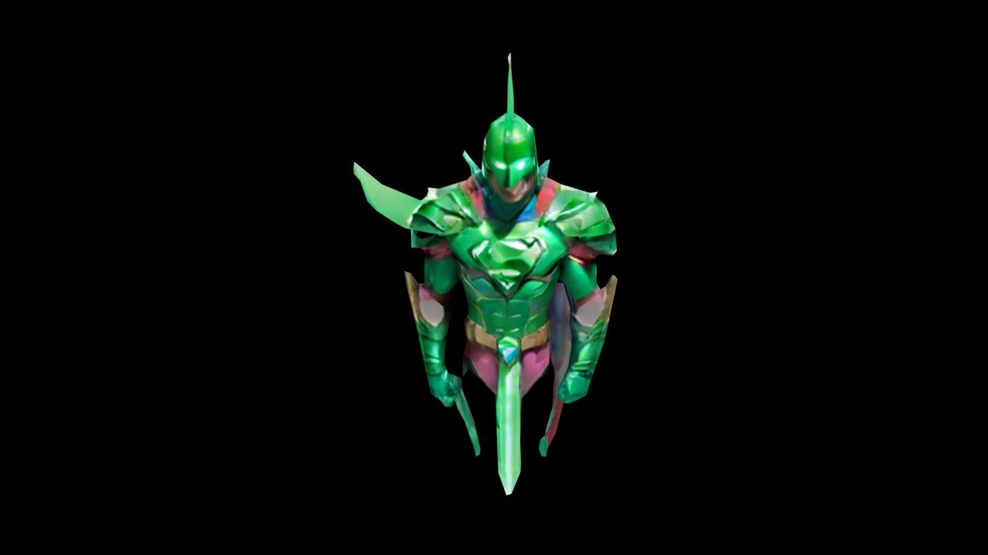 superhero in green armor with wings and sword - Download Free 3D model ...