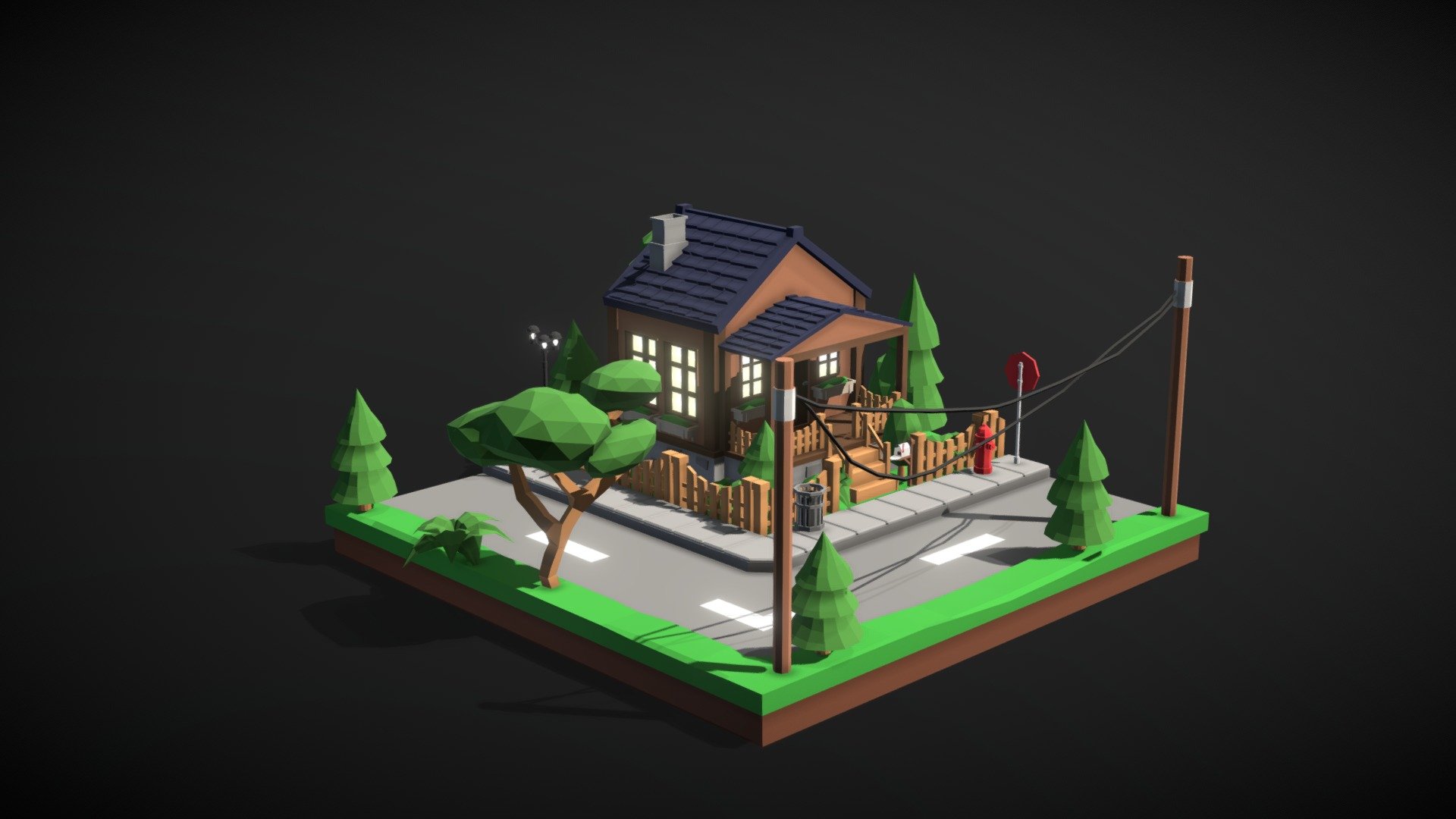 Low Poly Street Scene - Download Free 3D model by Dandushik [475d4eb ...