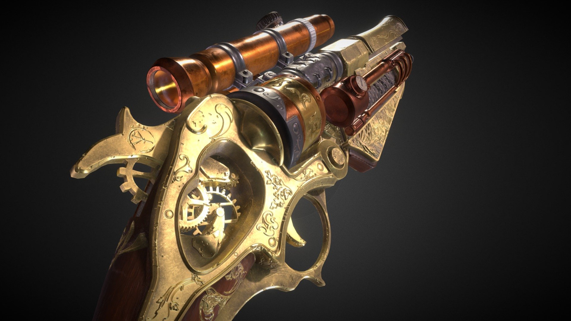 Steampunk pistol - 3D model by Aero_Ellison [47654b7] - Sketchfab