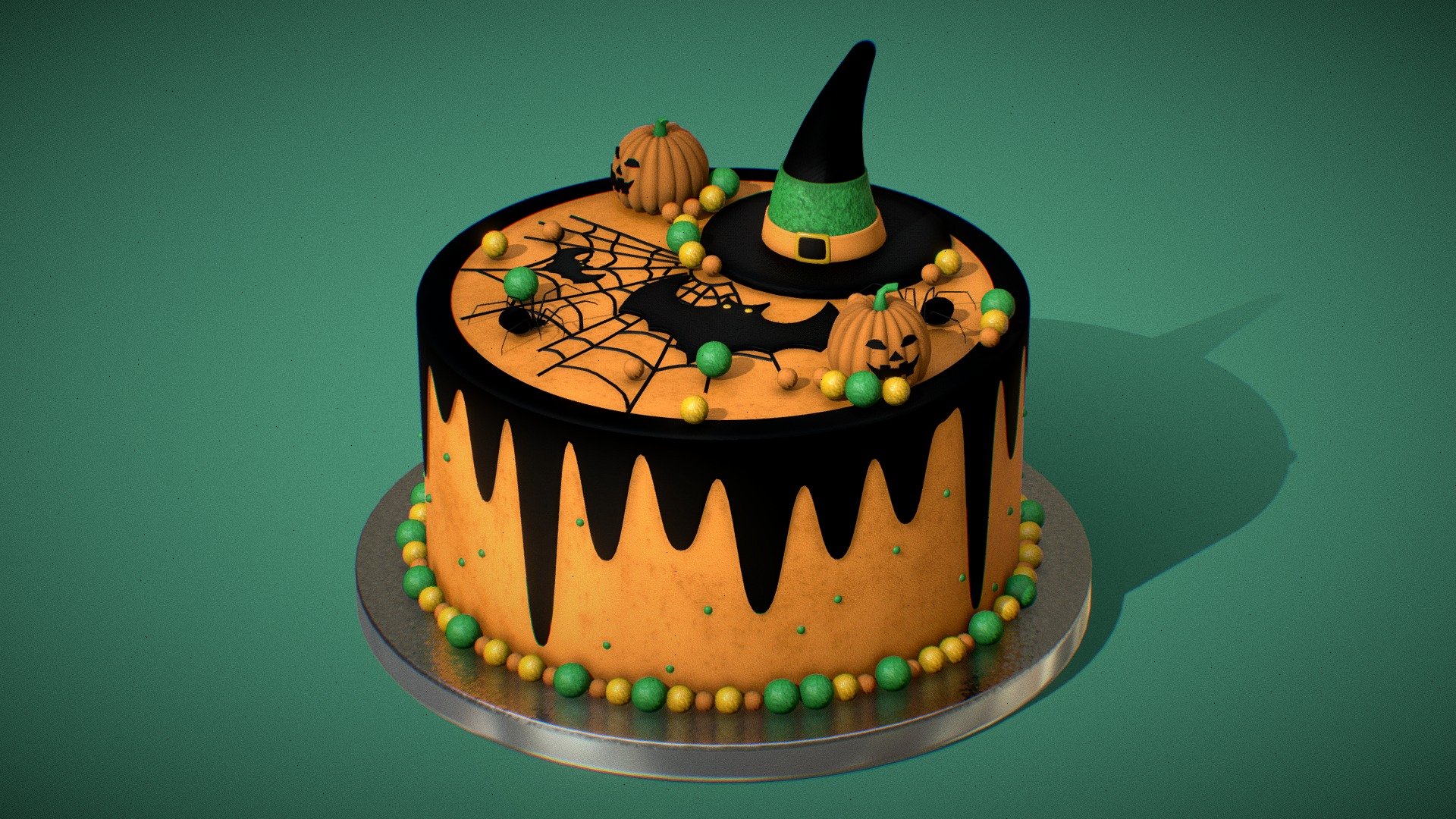 Pumpkin Spell Halloween Cake - 3D model by arloopa [4797475] - Sketchfab