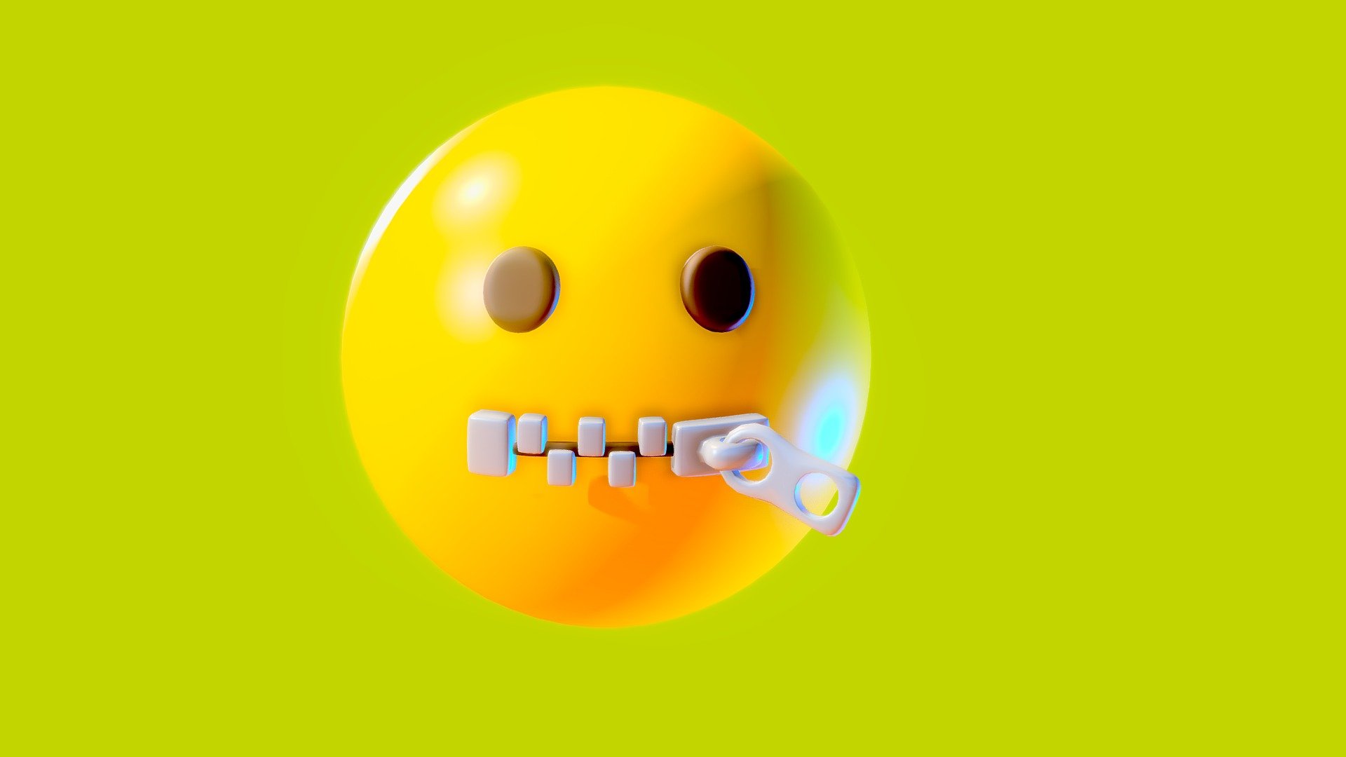 Zipper On The Mouth Emoticon Emoji or Smiley - Buy Royalty Free 3D ...