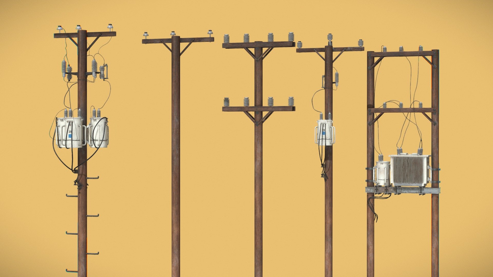 Wood Utility Poles - 3D model by Eleanie [47b0713] - Sketchfab