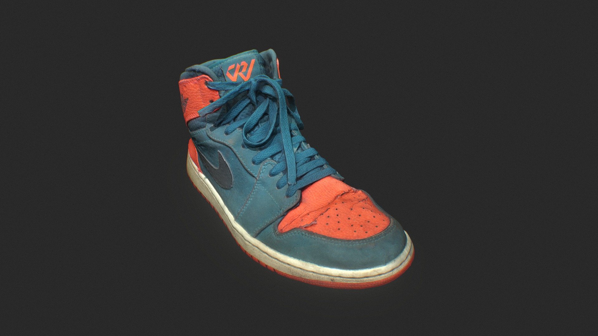 Nike Air Jordan Canvas - Orange and cyan - Buy Royalty Free 3D model by ...