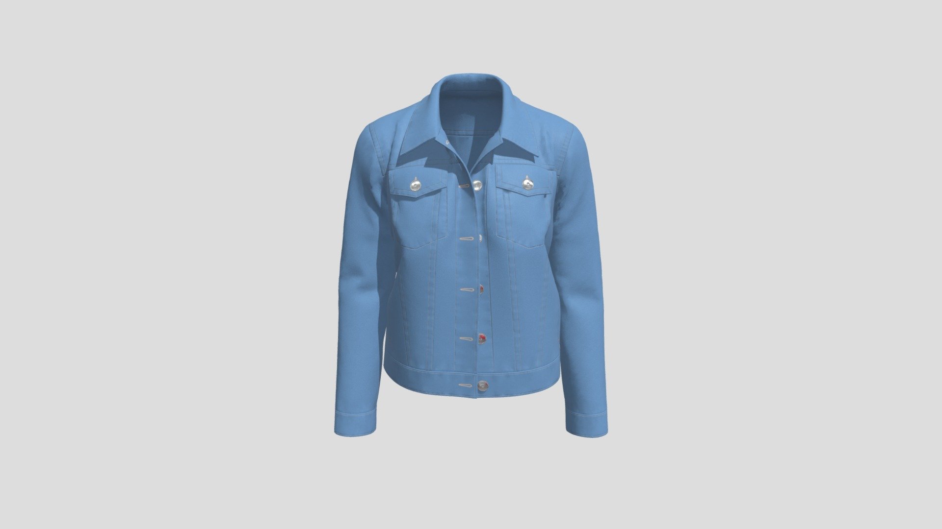 Women Denim Jacket Unbuttoned Blue - Buy Royalty Free 3D model by ...