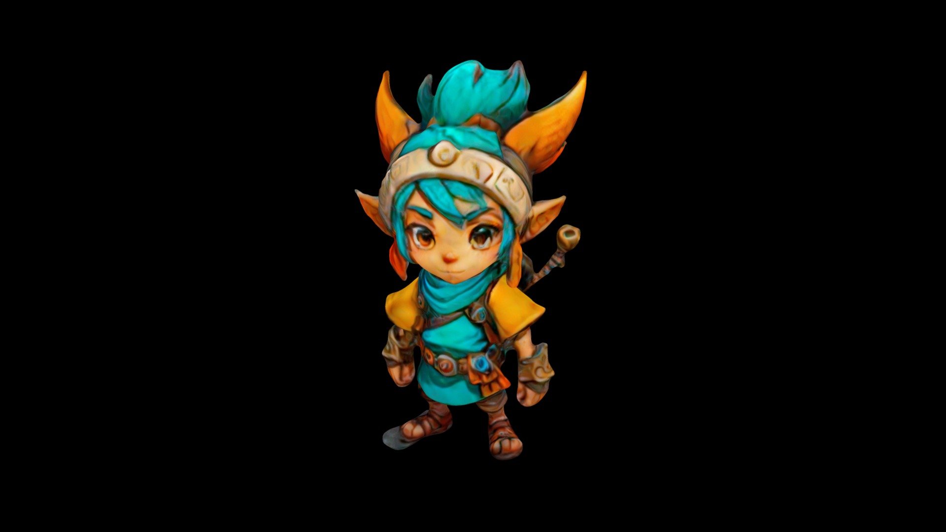 a blue haired character dressed in blue and brow - Download Free 3D ...
