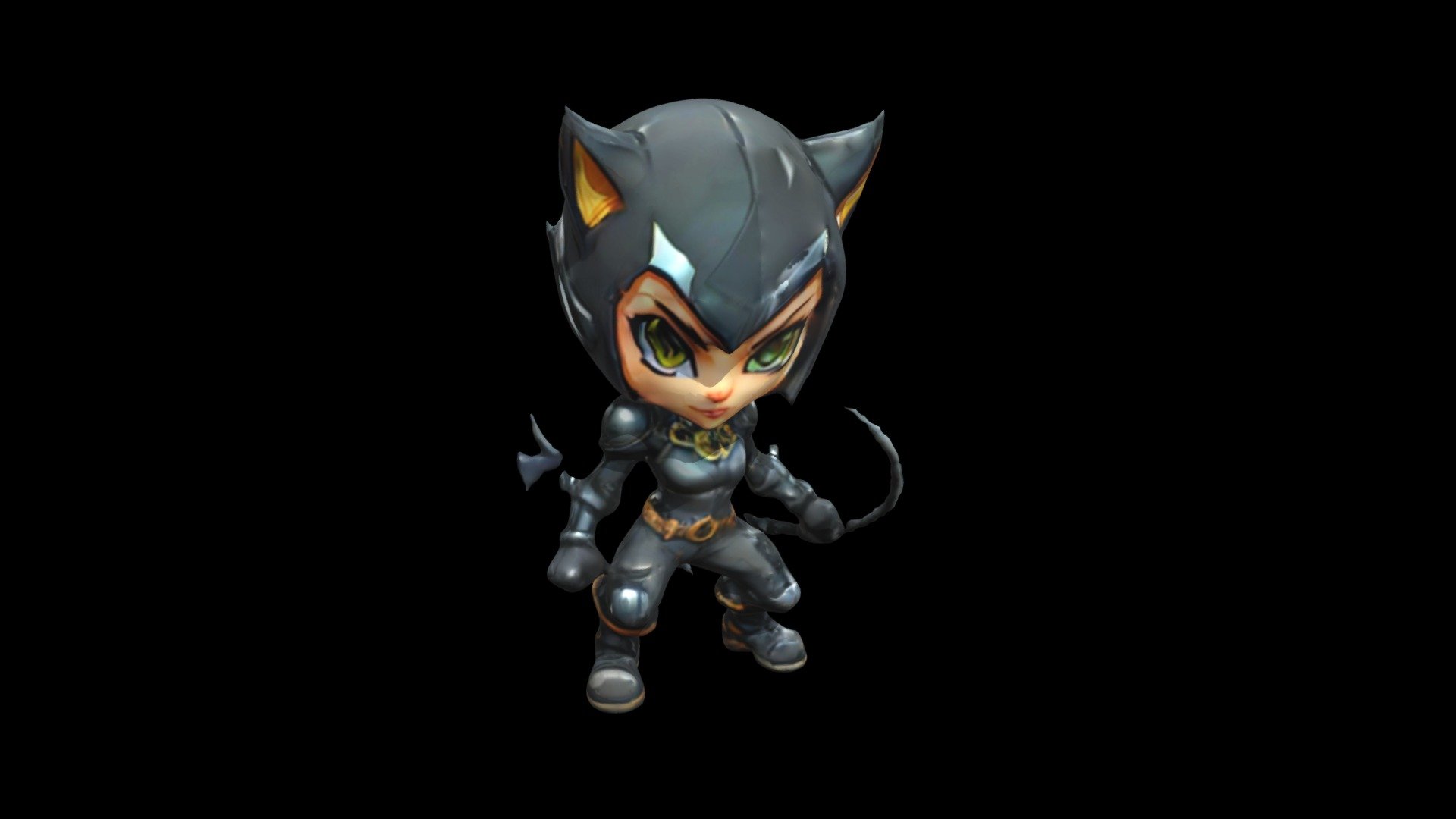 a cartoon drawing of catwoman holding a whip - Download Free 3D model ...