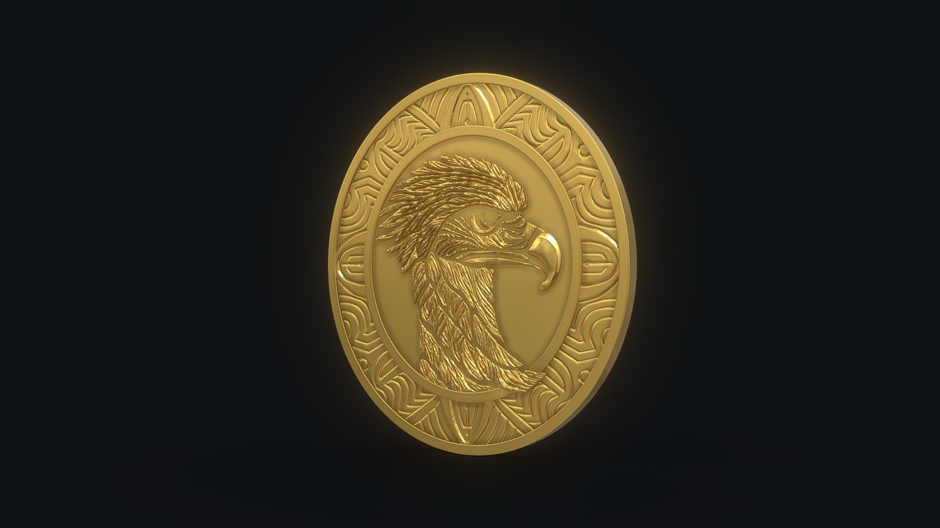 Eagle Stylized Pendant Coin Amulet Necklace - Buy Royalty Free 3D model ...