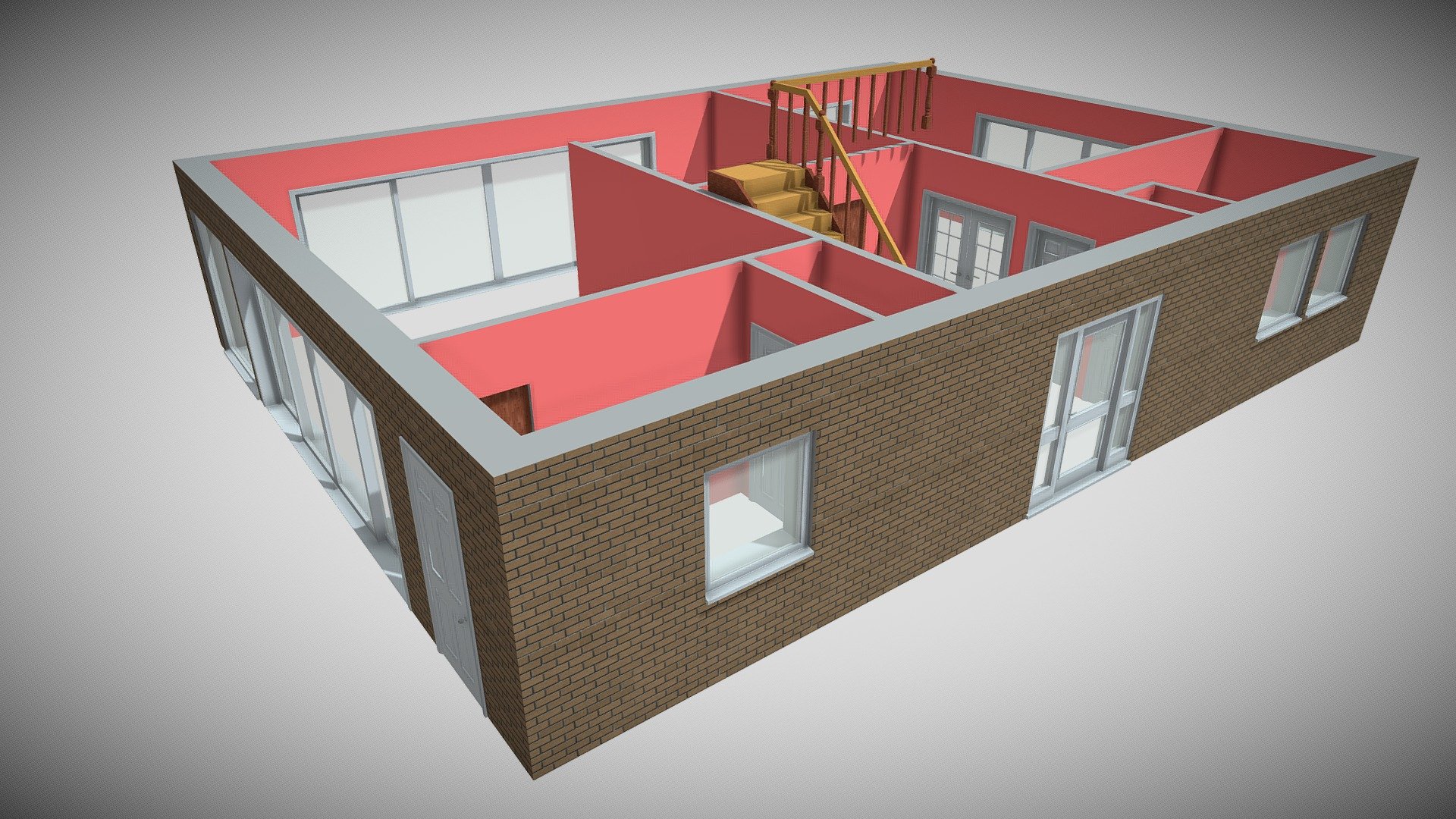 Standard house type ground floor walls only - Download Free 3D model by ...
