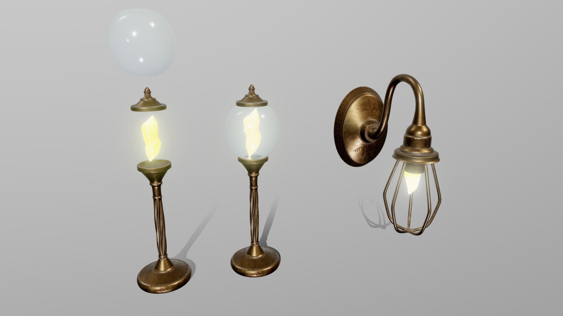 Fantasy Metallic Crystall Lamps (mid-poly!) - Download Free 3D model by ...