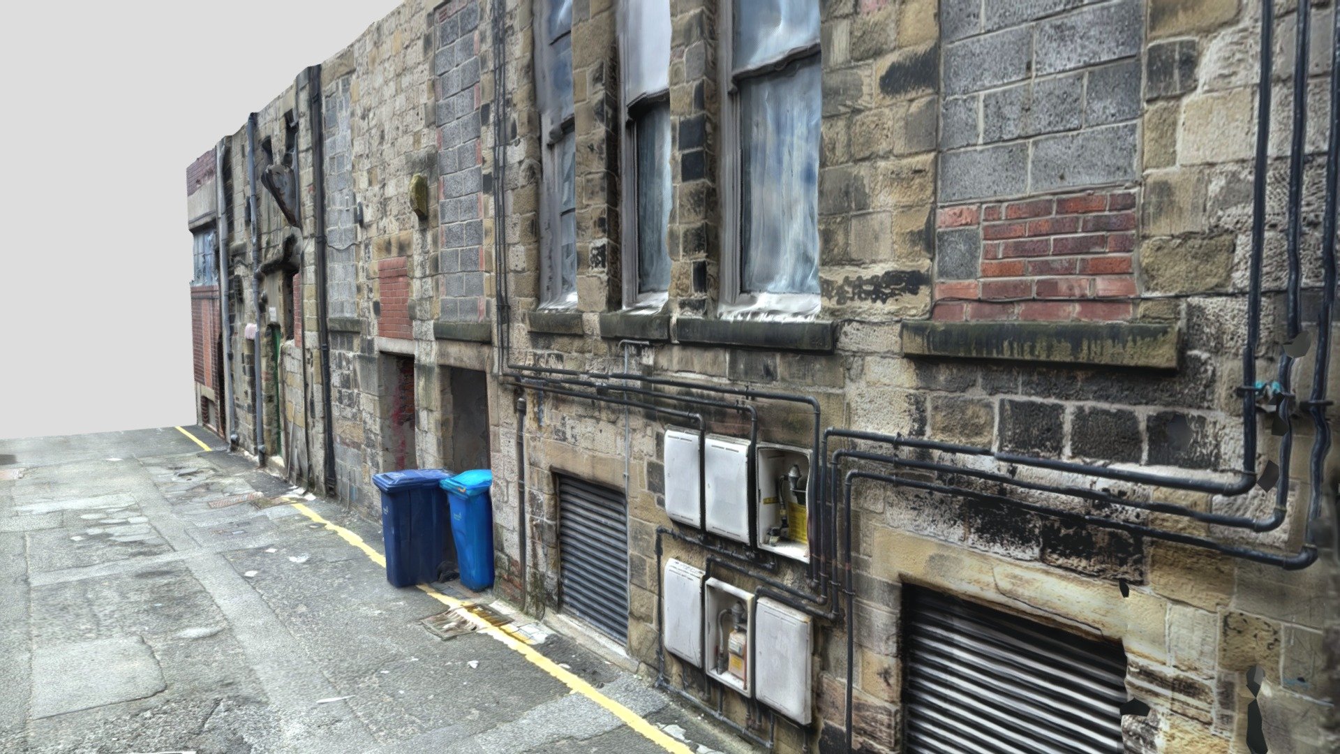 Rustic Urban Back Lane with Bins - Buy Royalty Free 3D model by ...