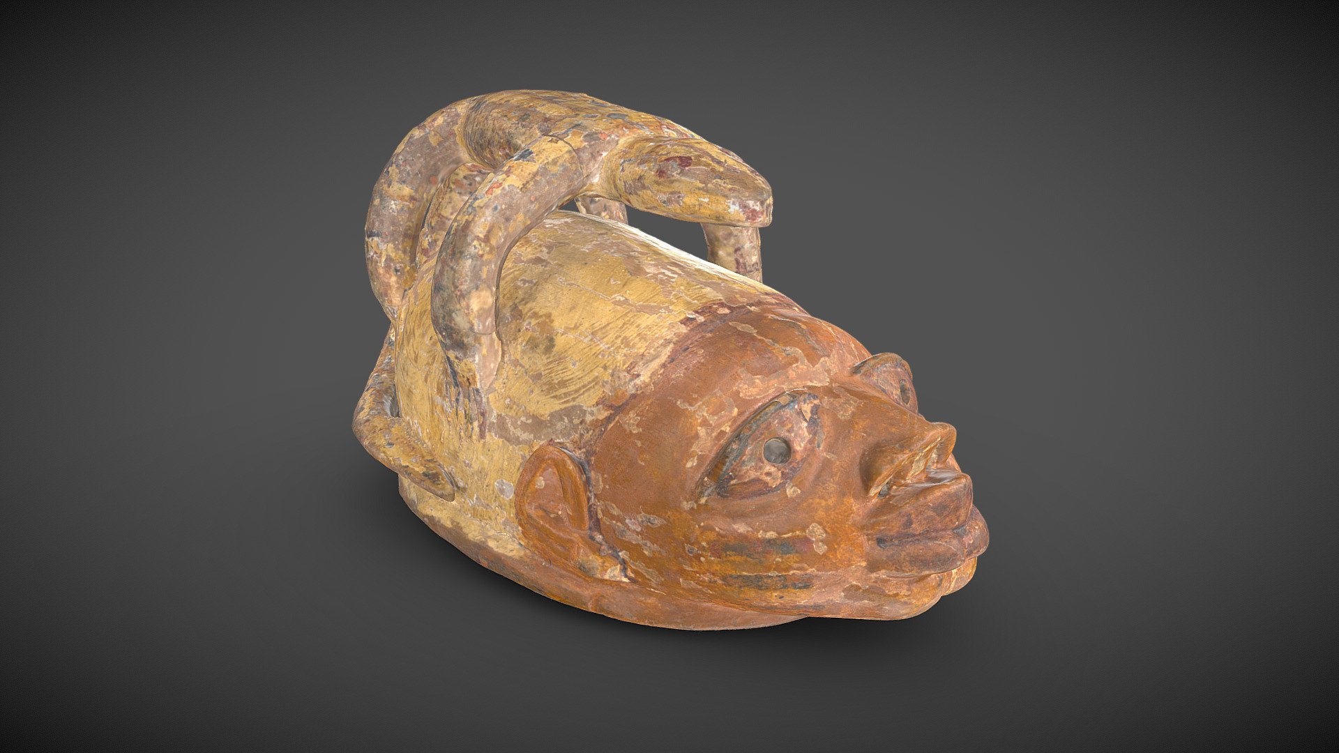 Masque gélédé coiffé d'un lézard - Download Free 3D model by Alienor.org, Conseil des musées ...