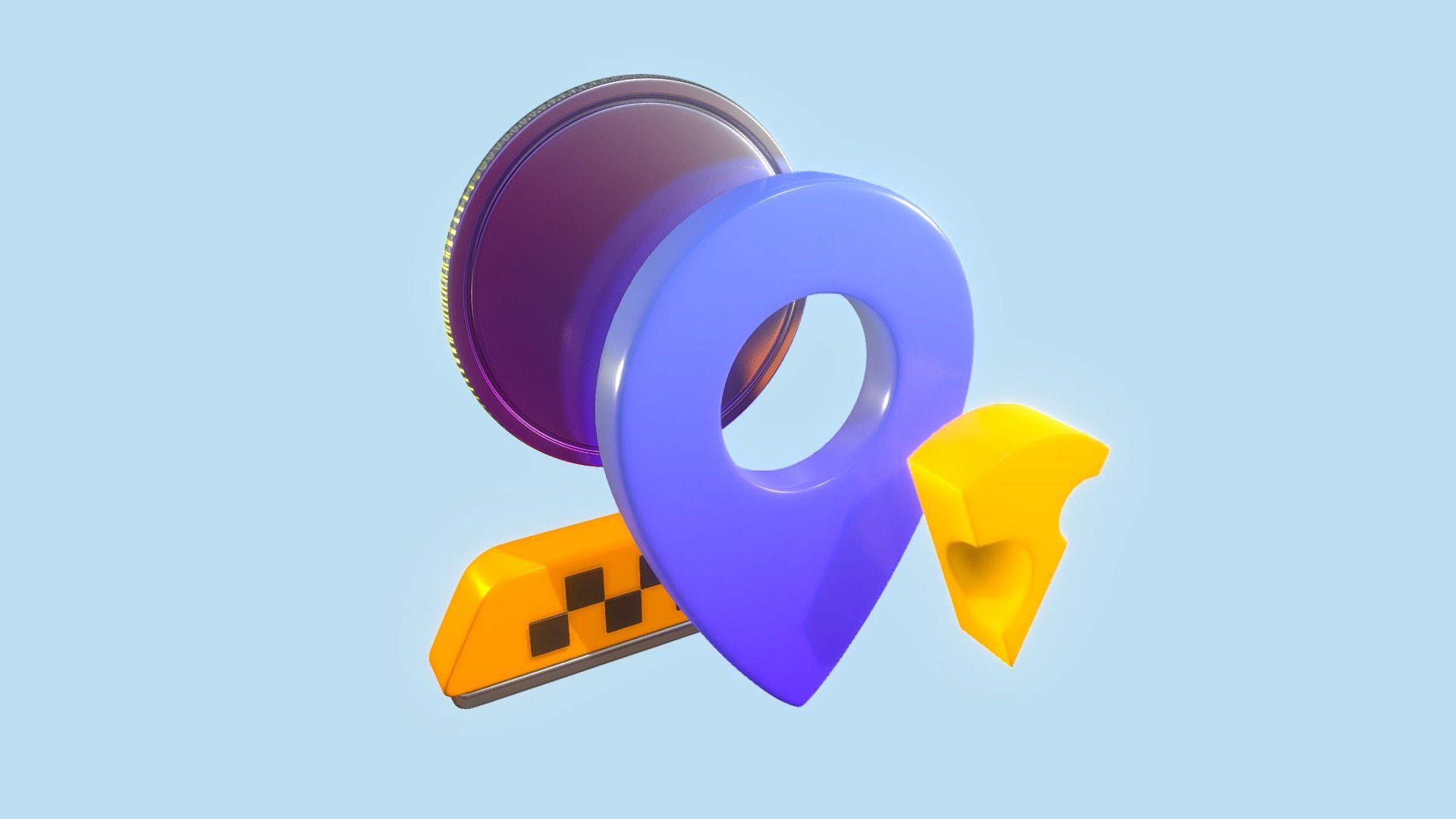 Icon with Cheese Geotag Coin and Taxi - 3D model by brysew [4868ac8 ...