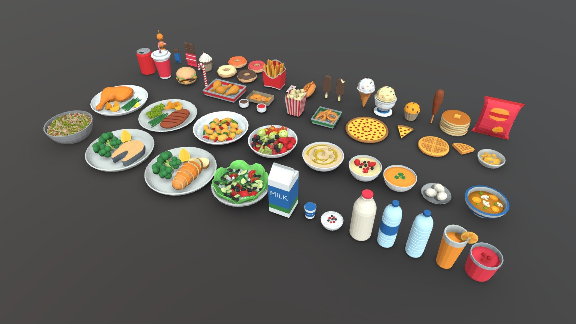 Healthy & Junk Food Game-Kit - Buy Royalty Free 3D model by KloWorks ...