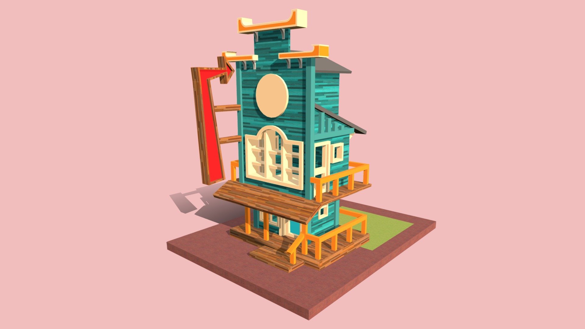 Cartoon Style - Western Cowboy Pub house - Download Free 3D model by ...