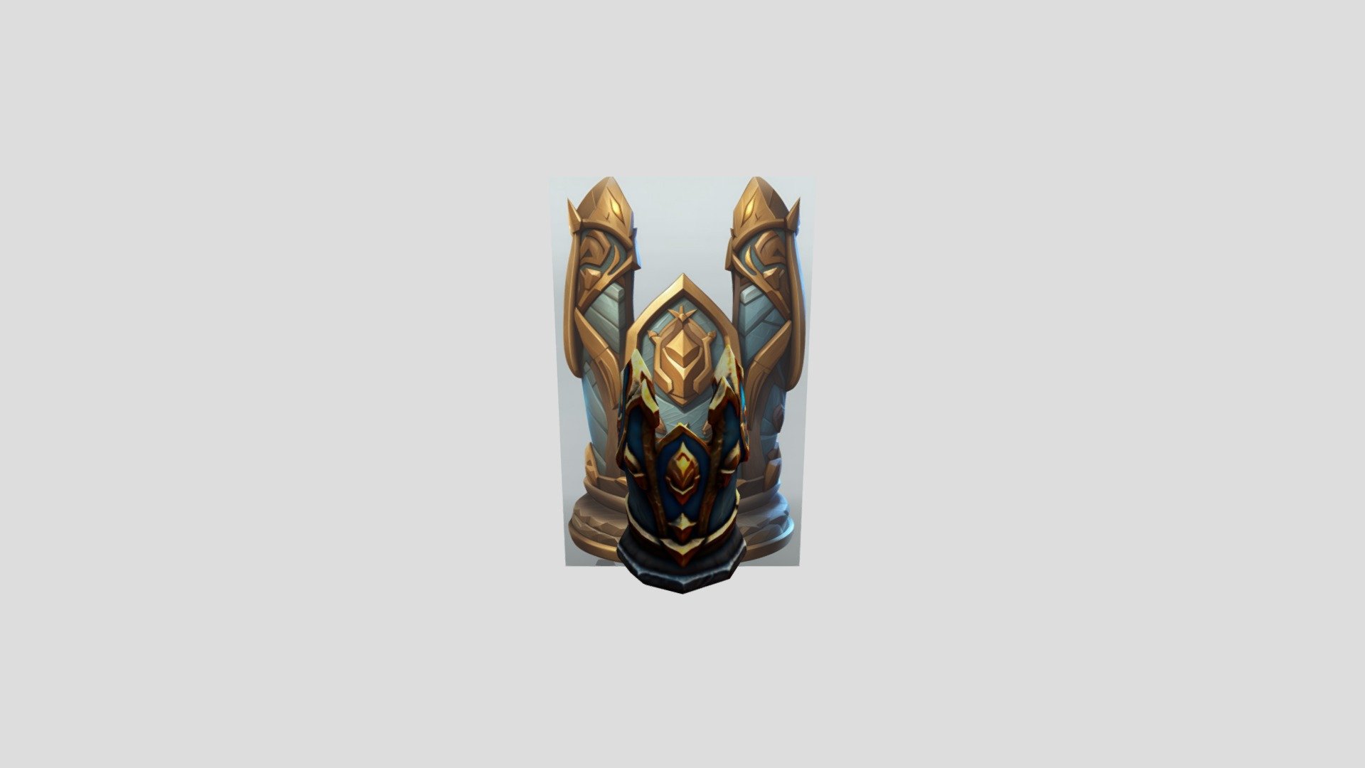 a gold and blue armor with a design on it This i - Download Free 3D ...
