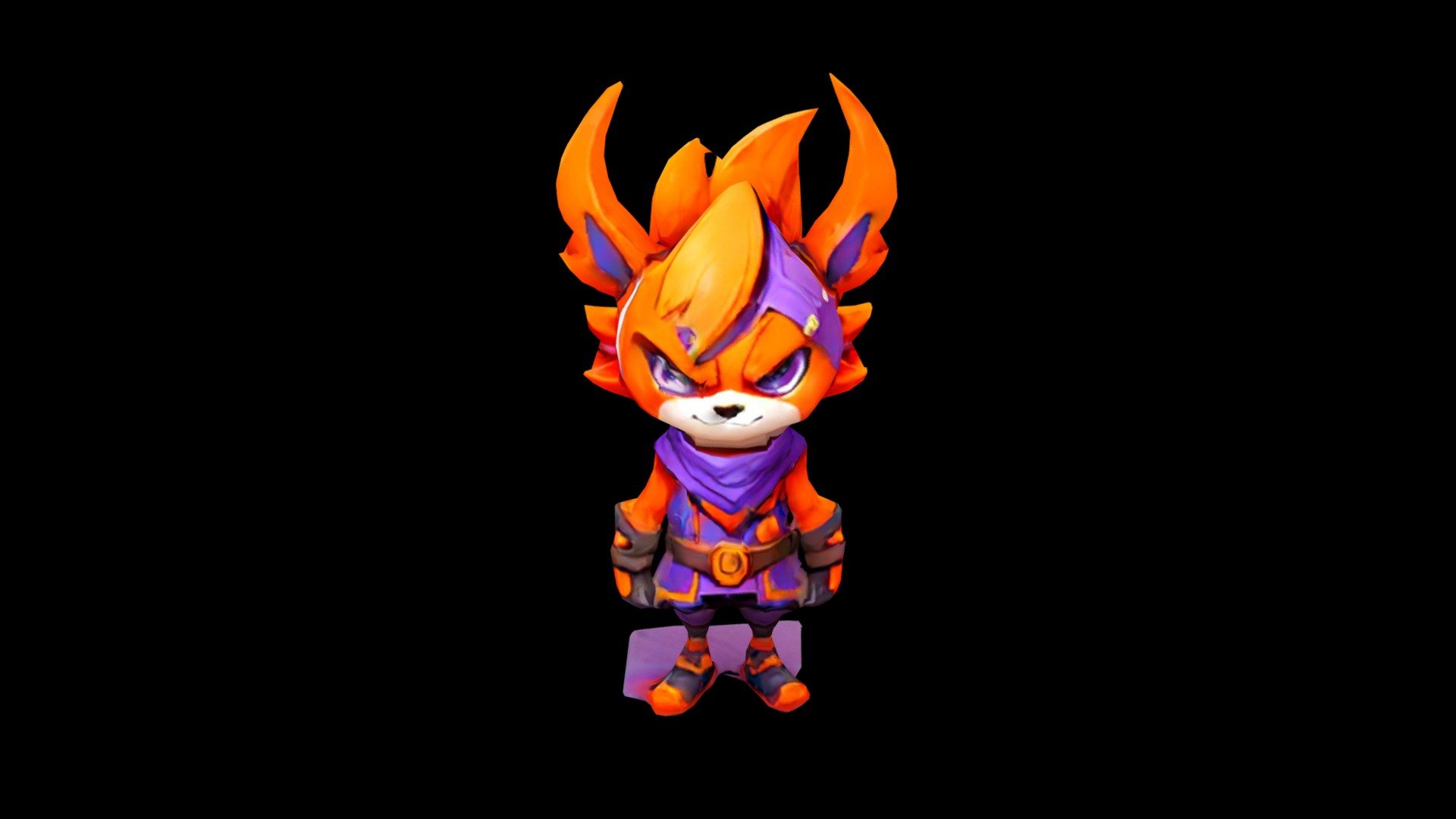 An orange fox character with purple accents and - Download Free 3D ...