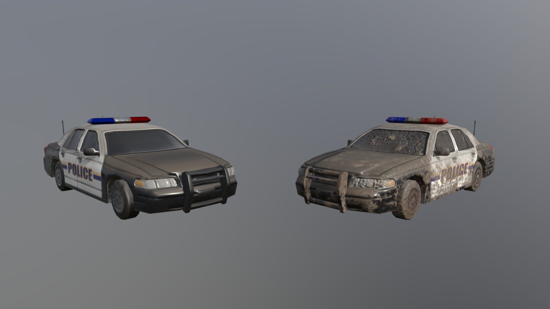 Low Poly Police Cruisers (Clean and Ruined) - 3D model by kingworm ...