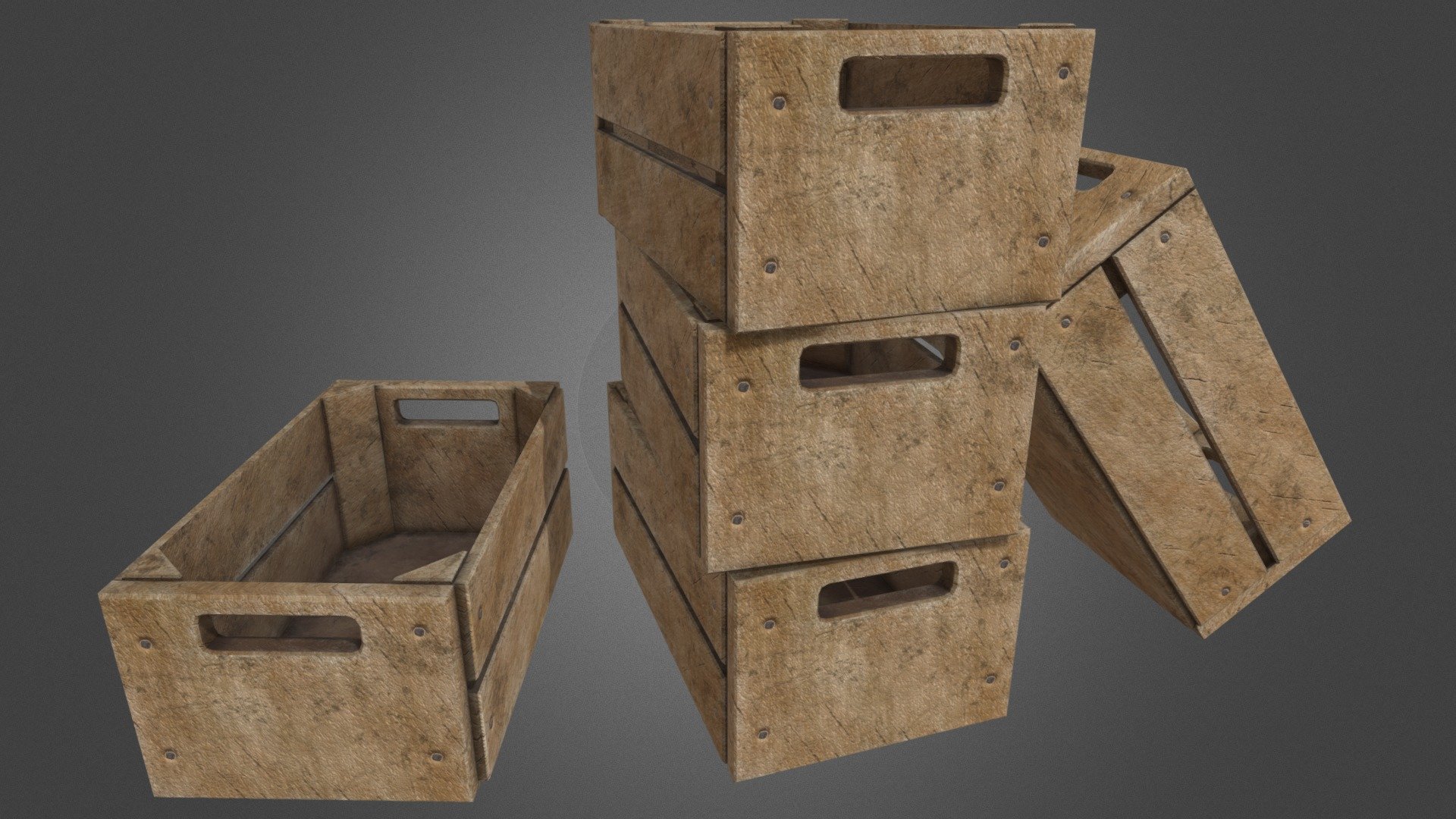 Antique Wooden Milk Crates - Download Free 3D model by CurlyFryWhy ...