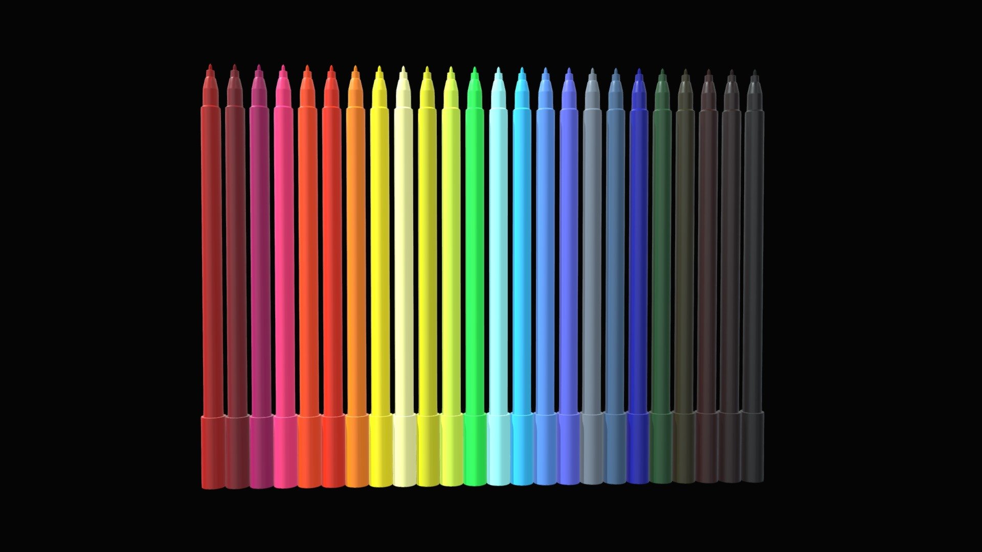 Coloured marker pens set - Buy Royalty Free 3D model by ...