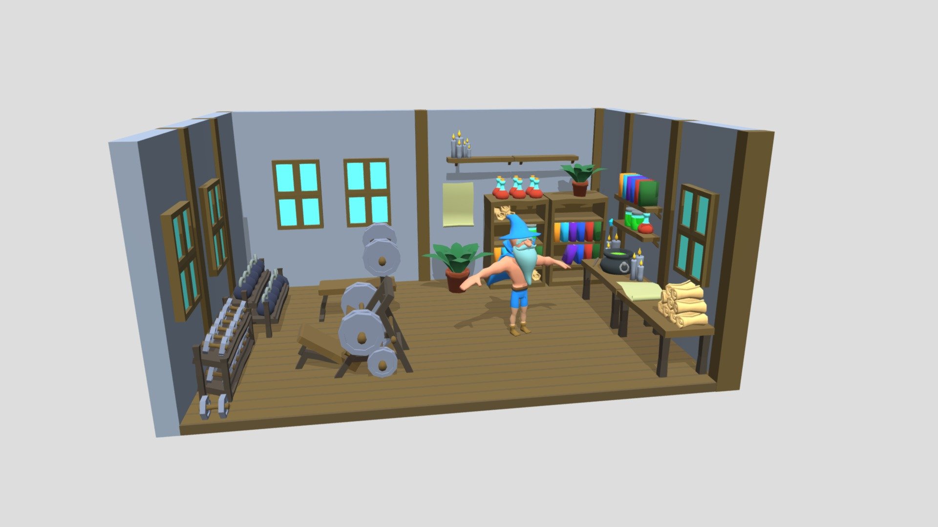 Low poly magic wizard game ready assets - Buy Royalty Free 3D model by ...