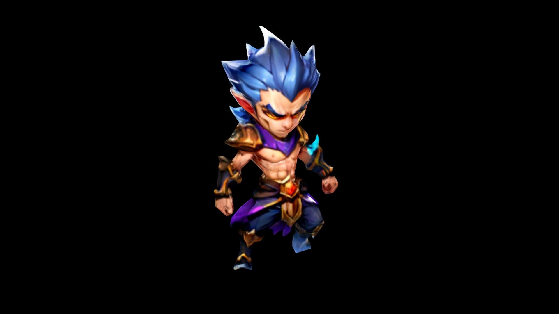 An elf warrior with blue hair and a striking gaz - Download Free 3D ...