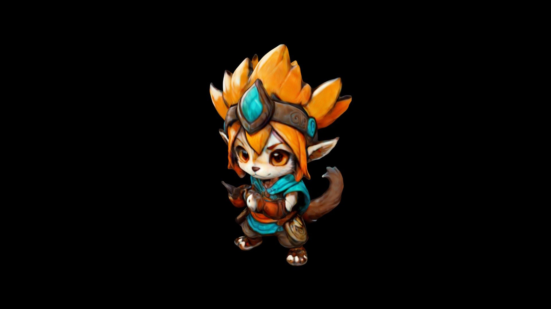 a cute cartoon style character of a fox warrior - Download Free 3D ...