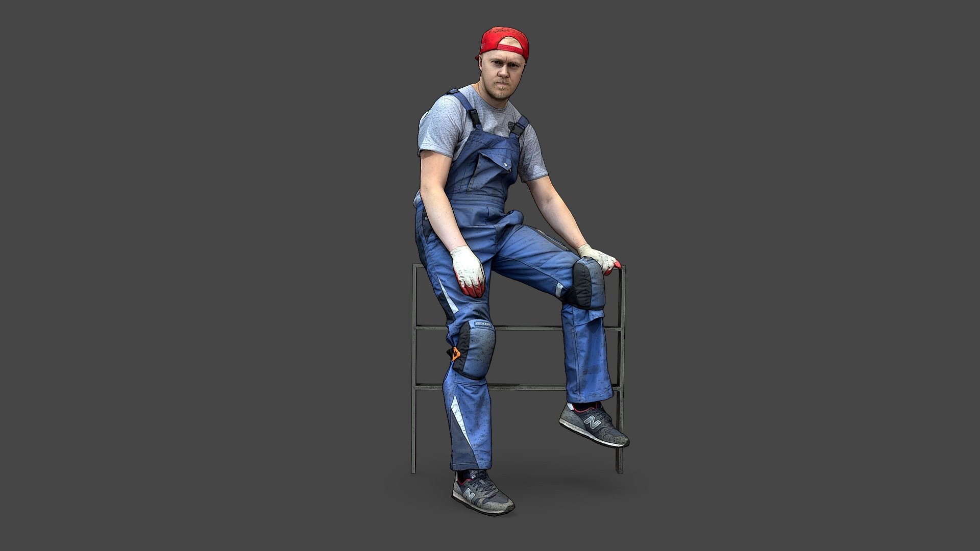 Car Mechanic Leans on a Metal Fence - 3D model by kanistra [48b95d3 ...