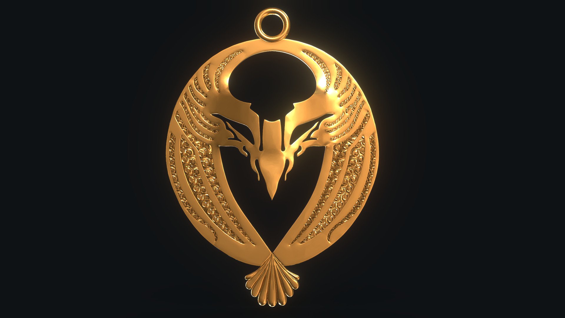 Eagle Stylized Pendant Amulet Necklace - Buy Royalty Free 3D model by ...