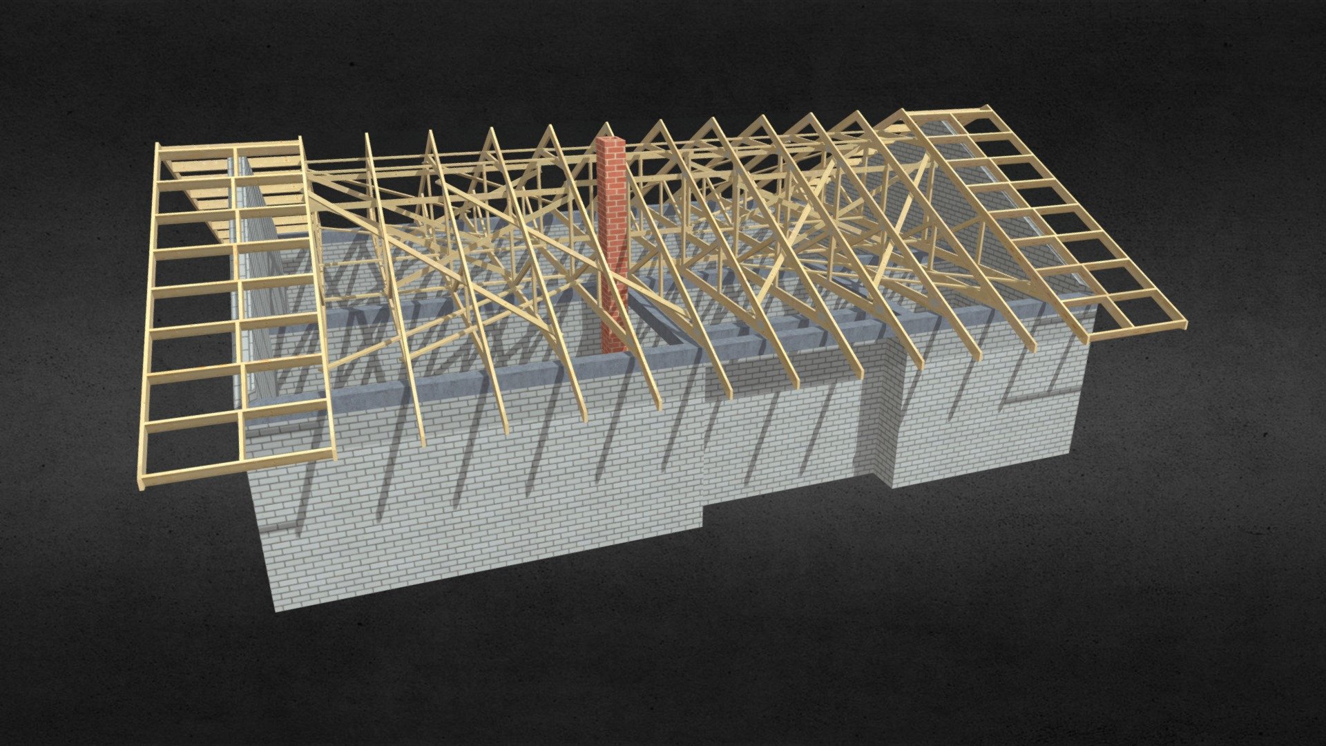 Wooden roof construction #4521 - Download Free 3D model by MK-Projects ...