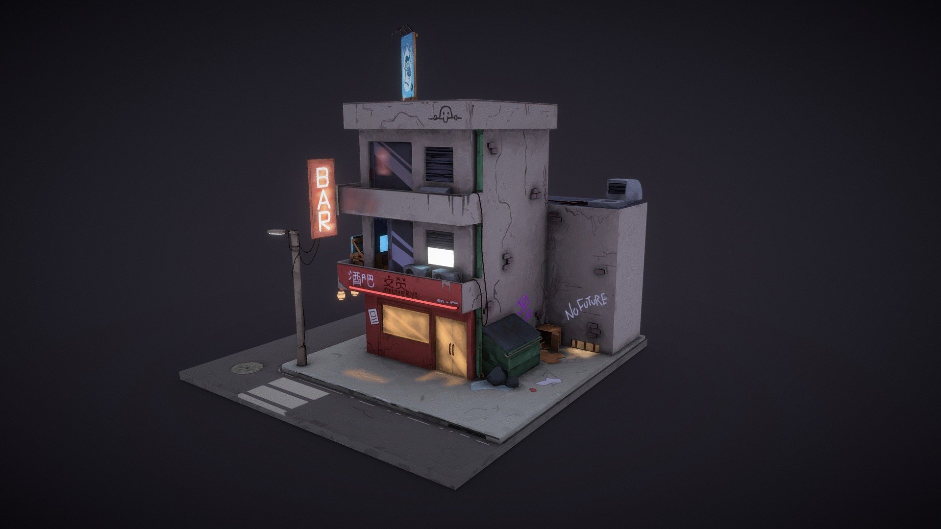 Stylized Dystopian Bar - 3D model by 3D_Holly [48c7a58] - Sketchfab