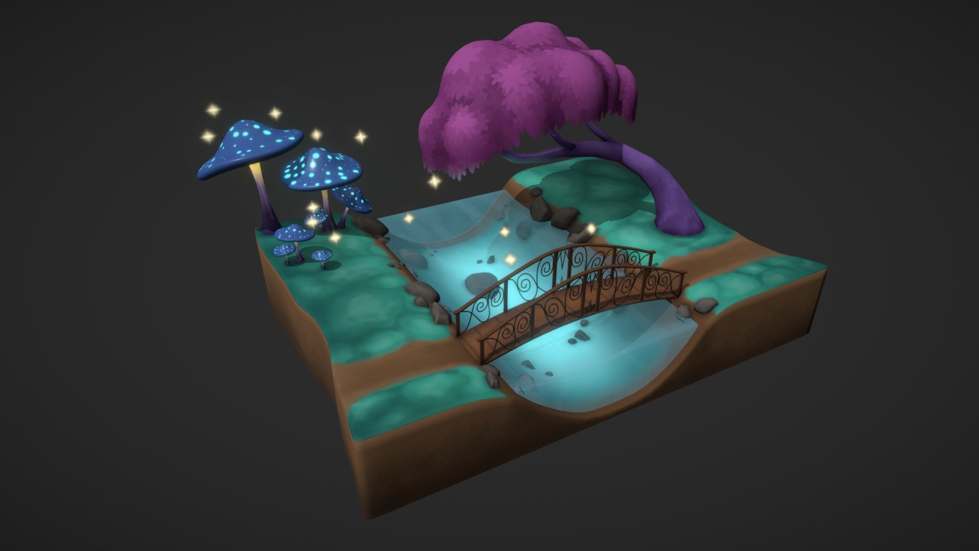 Mushroom Forest - Hand painted - 3D model by Claire Olander ...