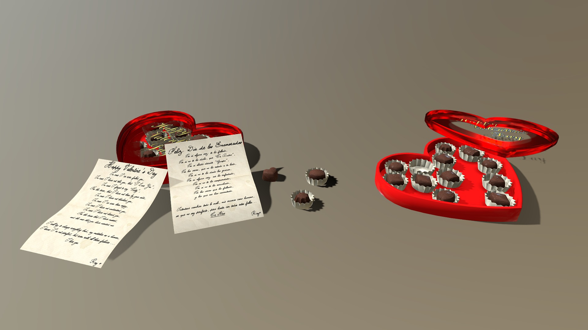 Happy Valentine's Day (Box of chocolates) - 3D model by Canary Games ...