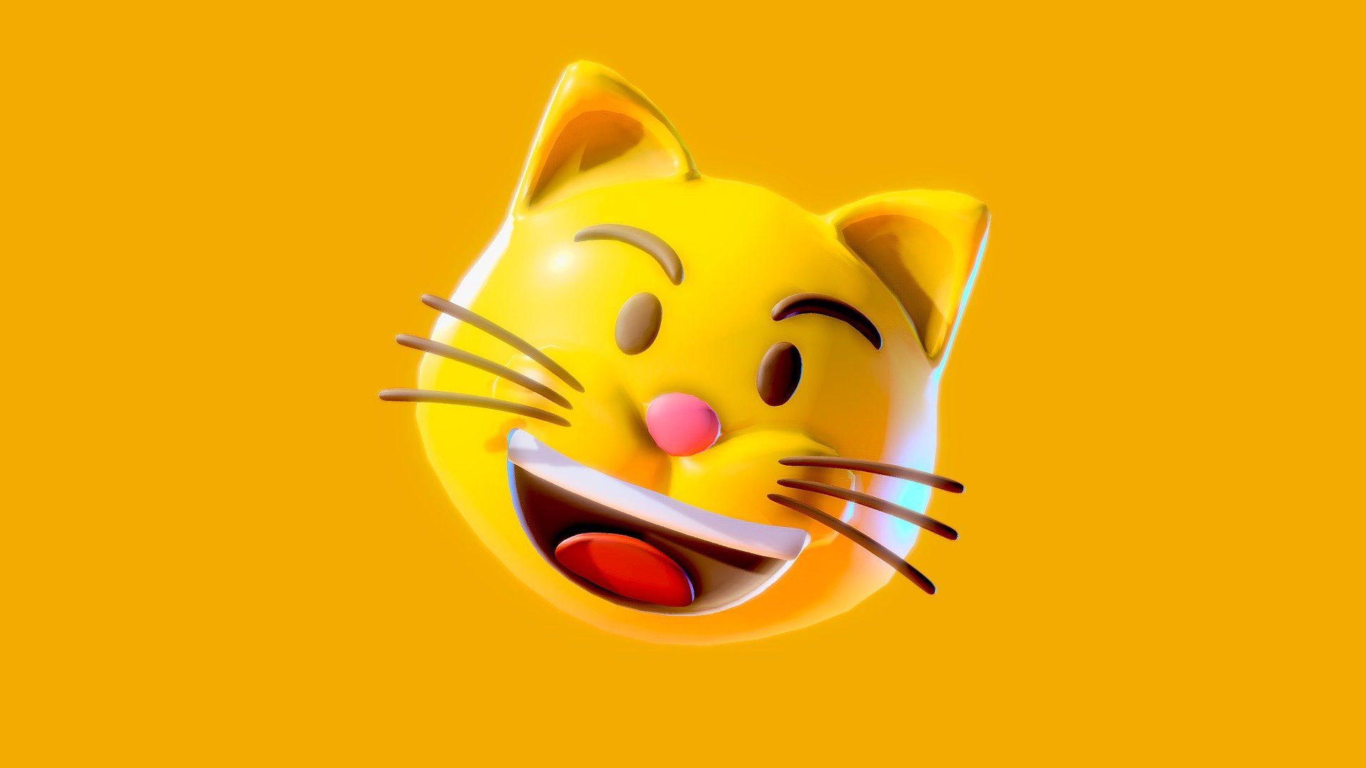Cat Face Laughing Emoticon Emoji or Smiley - Buy Royalty Free 3D model ...