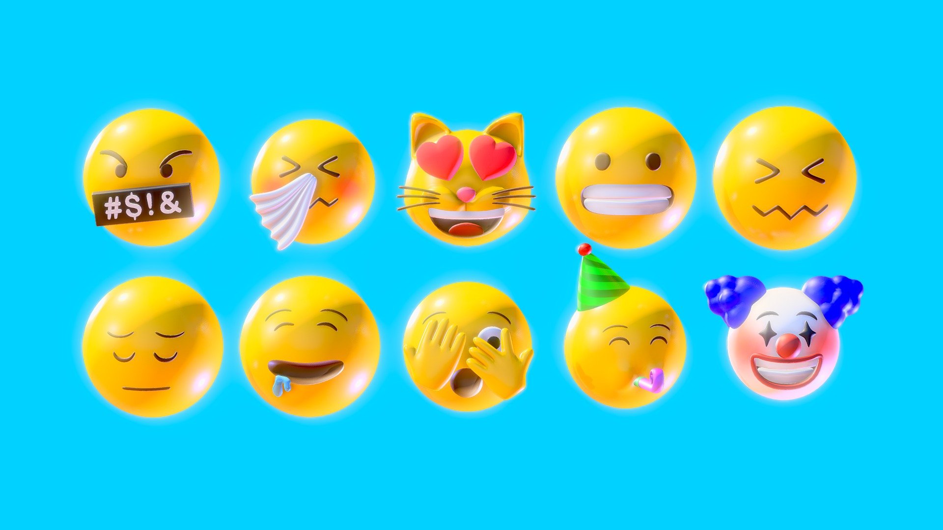 10 Emoticon Yellow Ball Pack Part 6 - Buy Royalty Free 3D model by ...